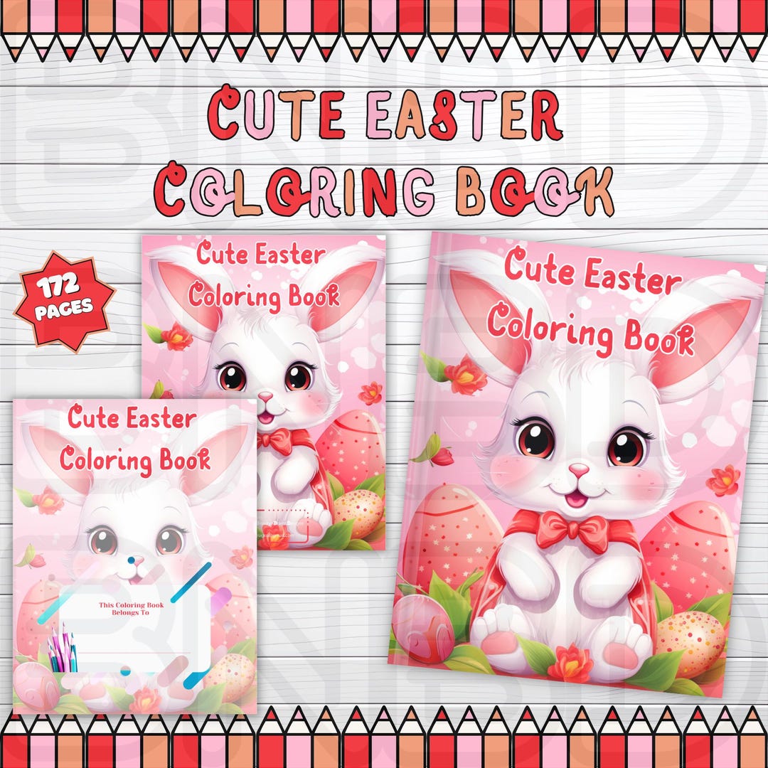 172 Cute Easter Coloring Book, Shaded and Grayscale, Easter Bunnies ...