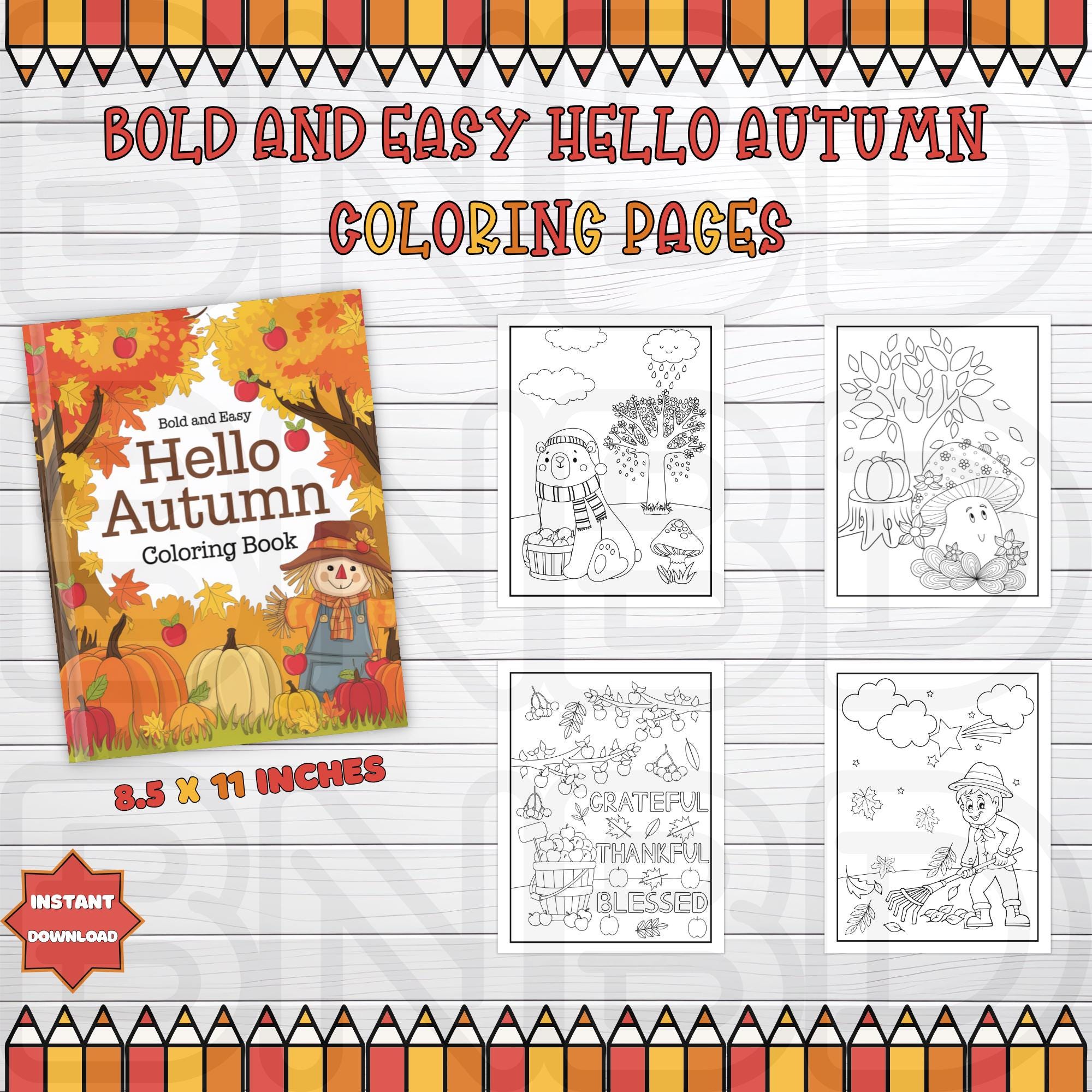 41 Bold and Easy Hello Autumn Coloring Book, Coloring Pages, Kids ...