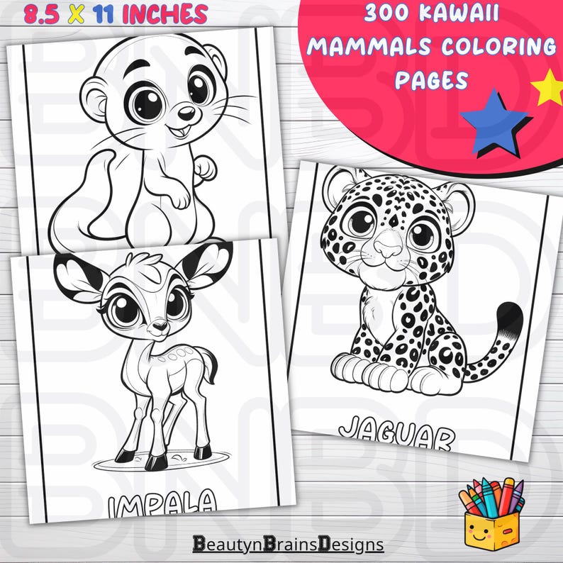 300 Kawaii Mammals Coloring Pages, Cute Coloring, Kids Activities ...