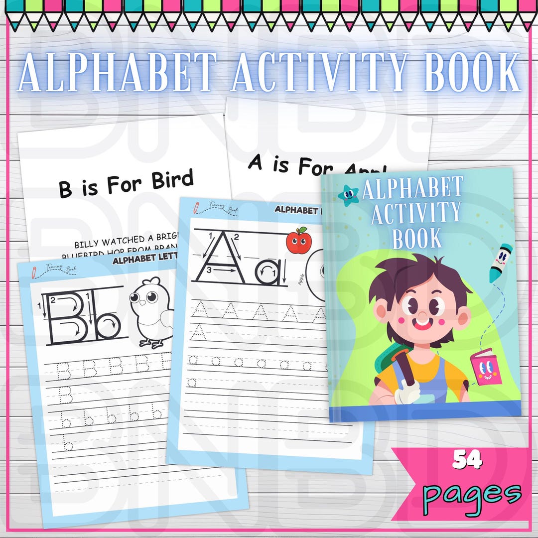54 Alphabet Activity Book, Alphabet Letter Tracing Workbook, Short ...
