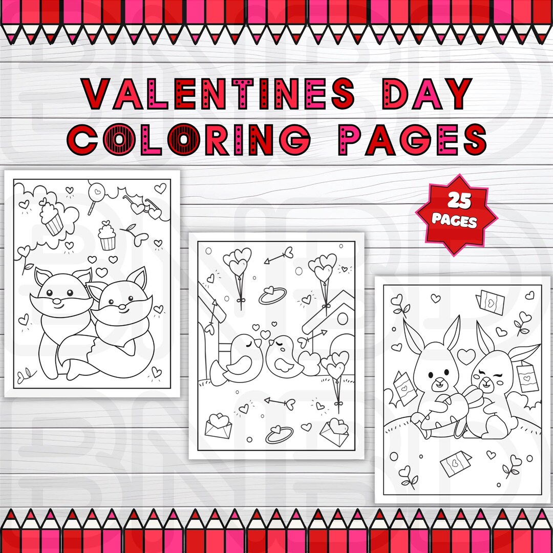 25 Valentines Day Coloring Pages, Easy Coloring Pages for Kids, Fun ...