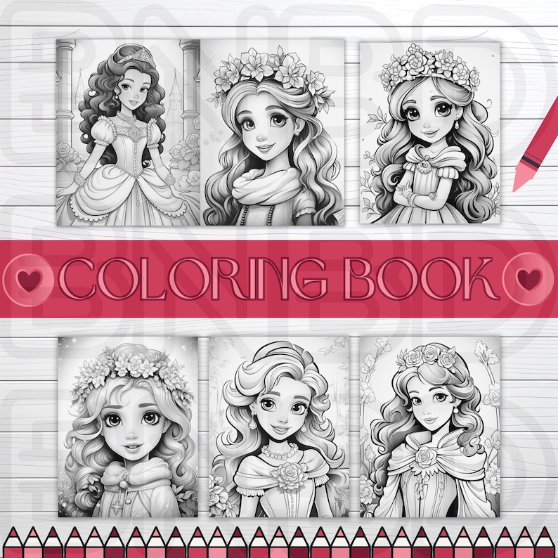 125 Pretty Princess Coloring Book, Kawaii Princess, Fantasy Coloring ...