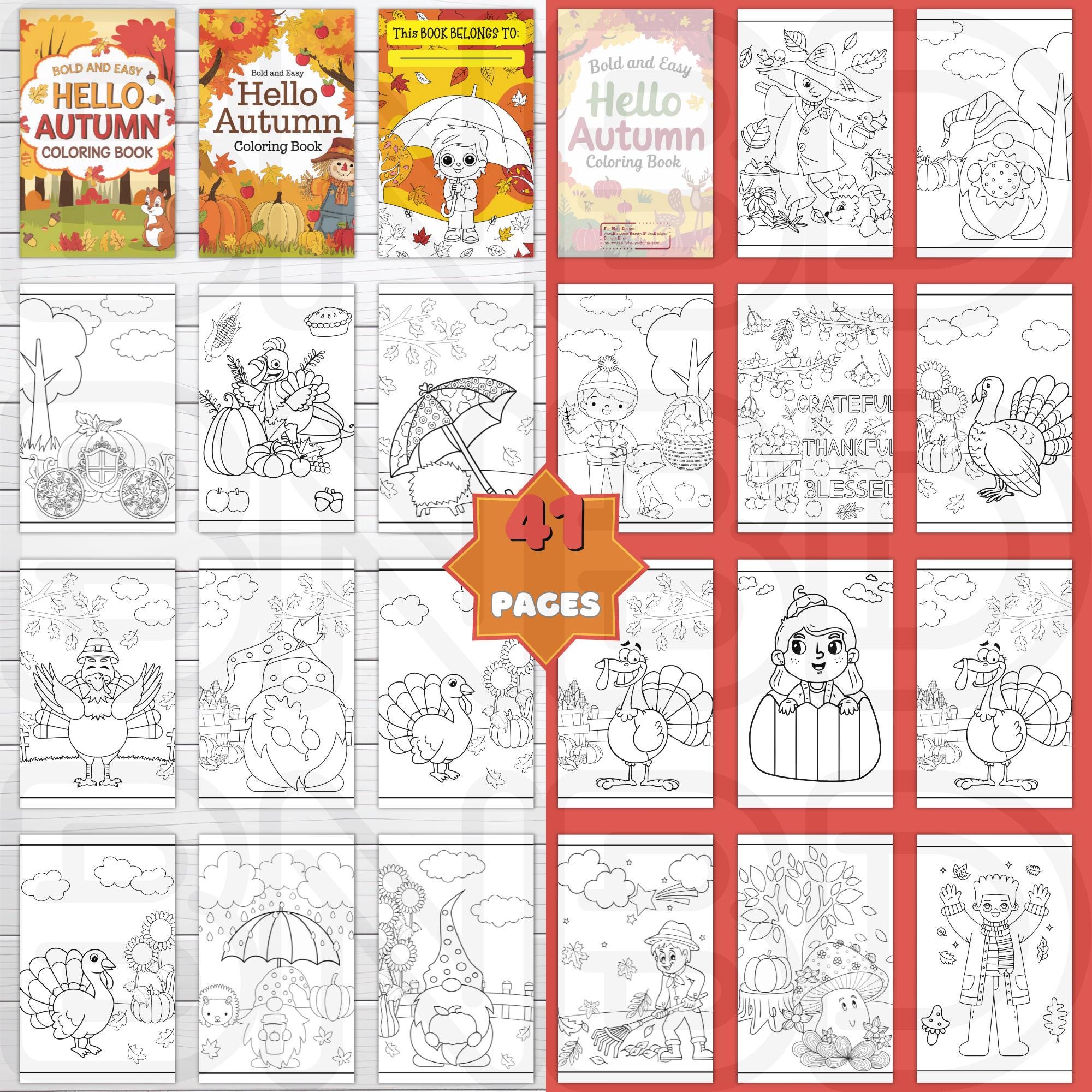 41 Bold and Easy Hello Autumn Coloring Book, Coloring Pages, Kids ...