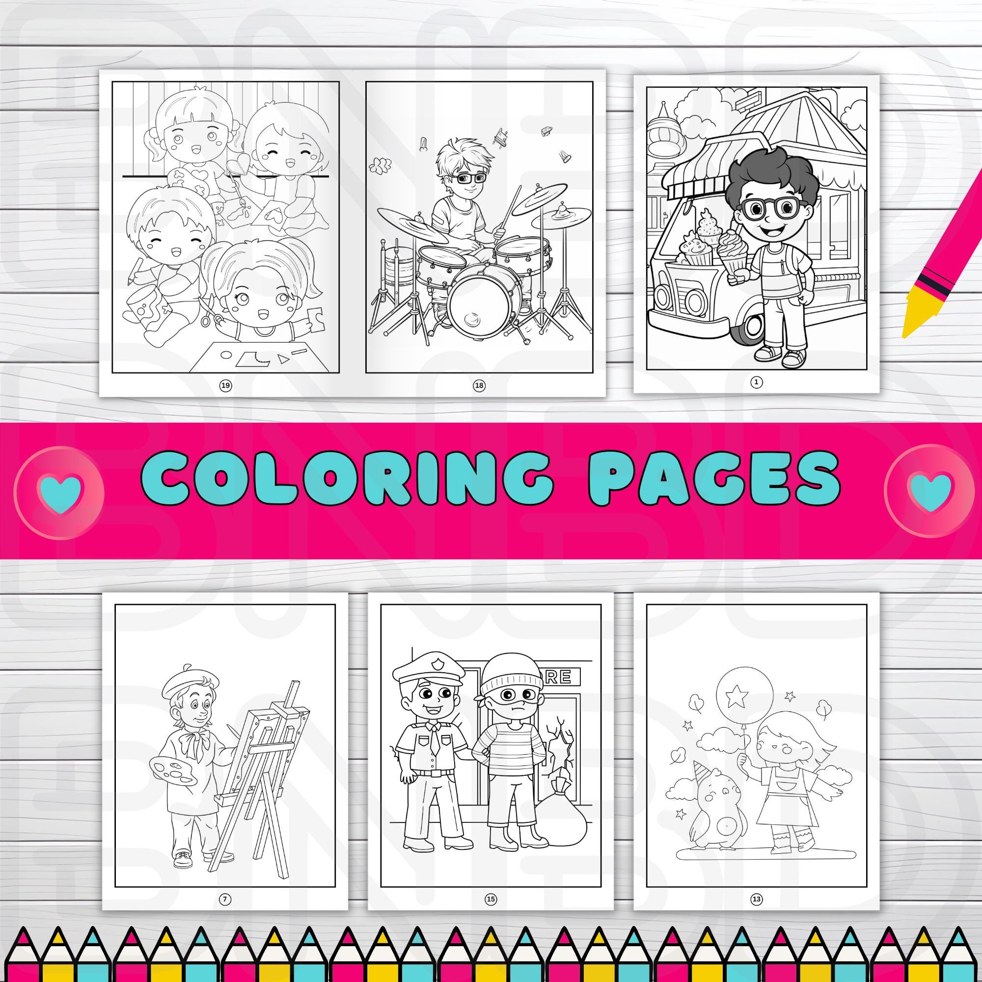 22 Activity career Themed Coloring Book, Kids Coloring Book, Printable ...