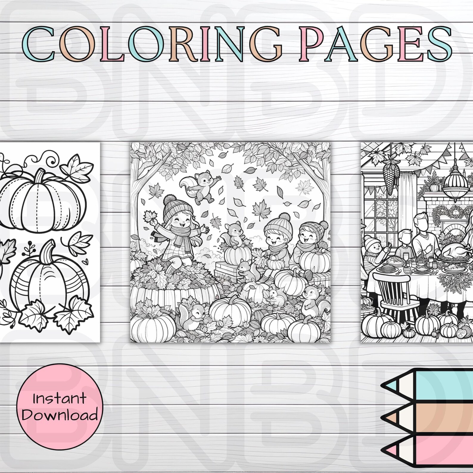 43 Seasons Change Coloring Pages, 8.5x8.5", Grayscale Shaded Pictures ...