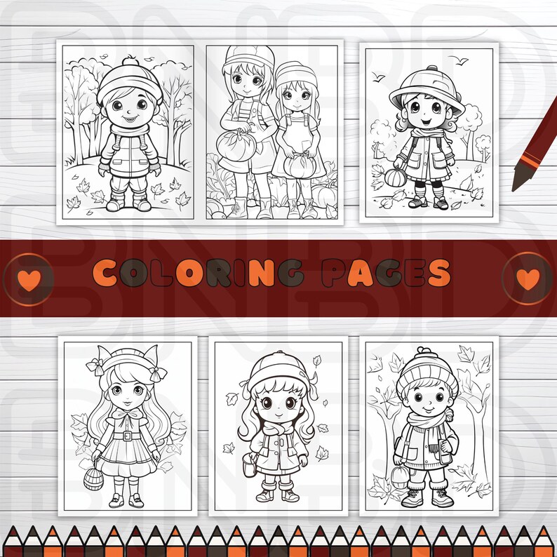 94 Cute Kids Autumn Coloring Pages, Boys and Girls Coloring Pages, Fall ...