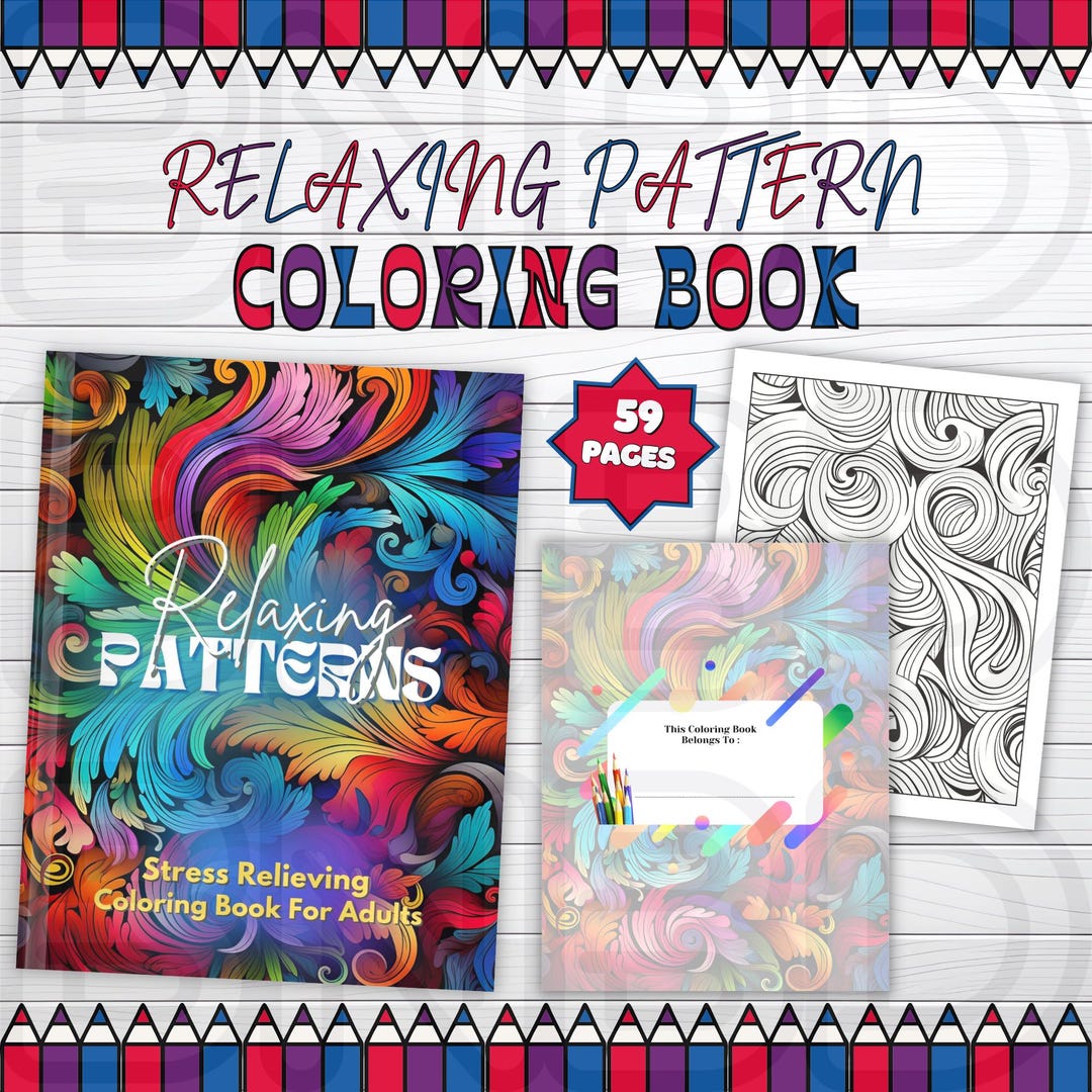59 Relaxing Patterns Coloring Book, Printable Mandala Spiral Waves ...