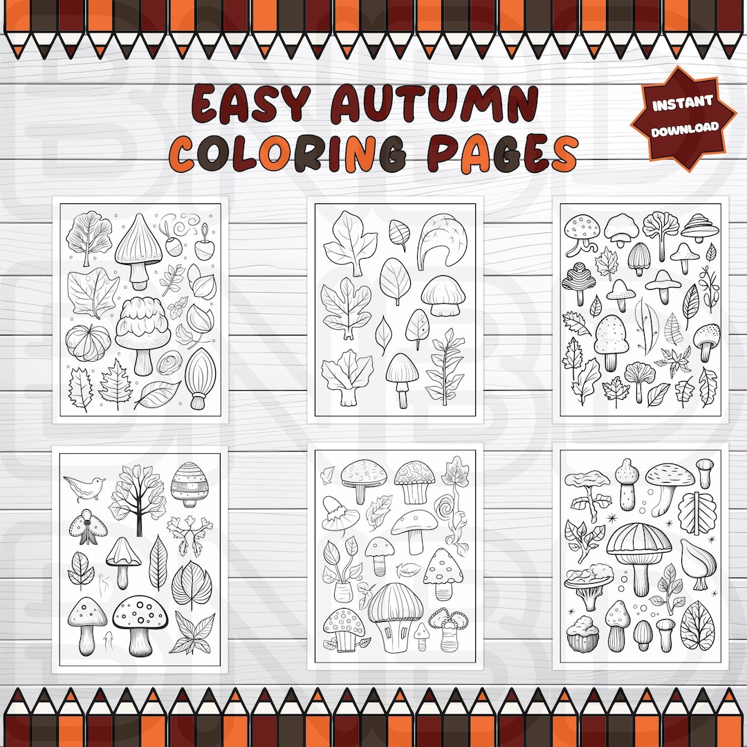 55 Easy Autumn Coloring Pages, Fall Collage Coloring Pages, Kawaii ...