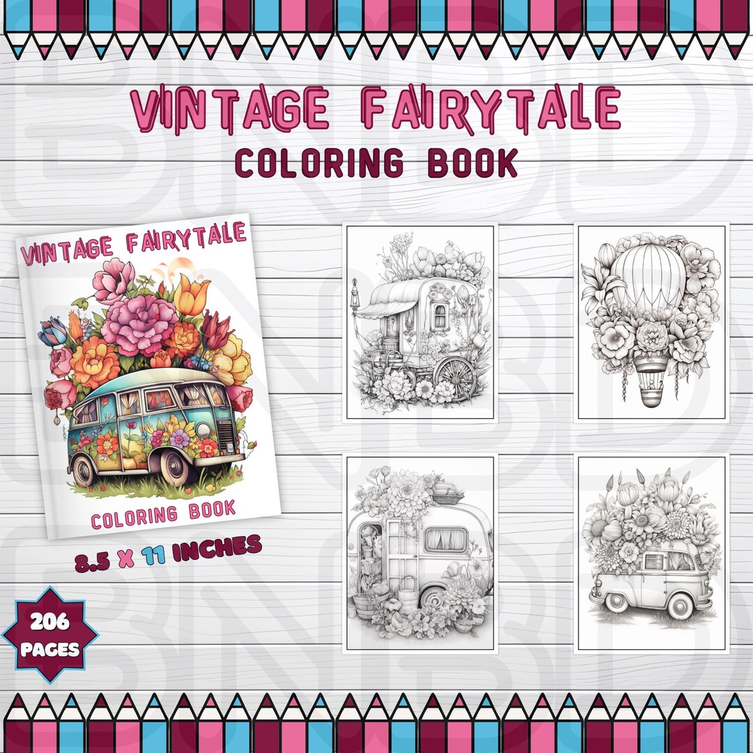 206 Vintage Fairytale Coloring Book, Grayscale Coloring Pages ...