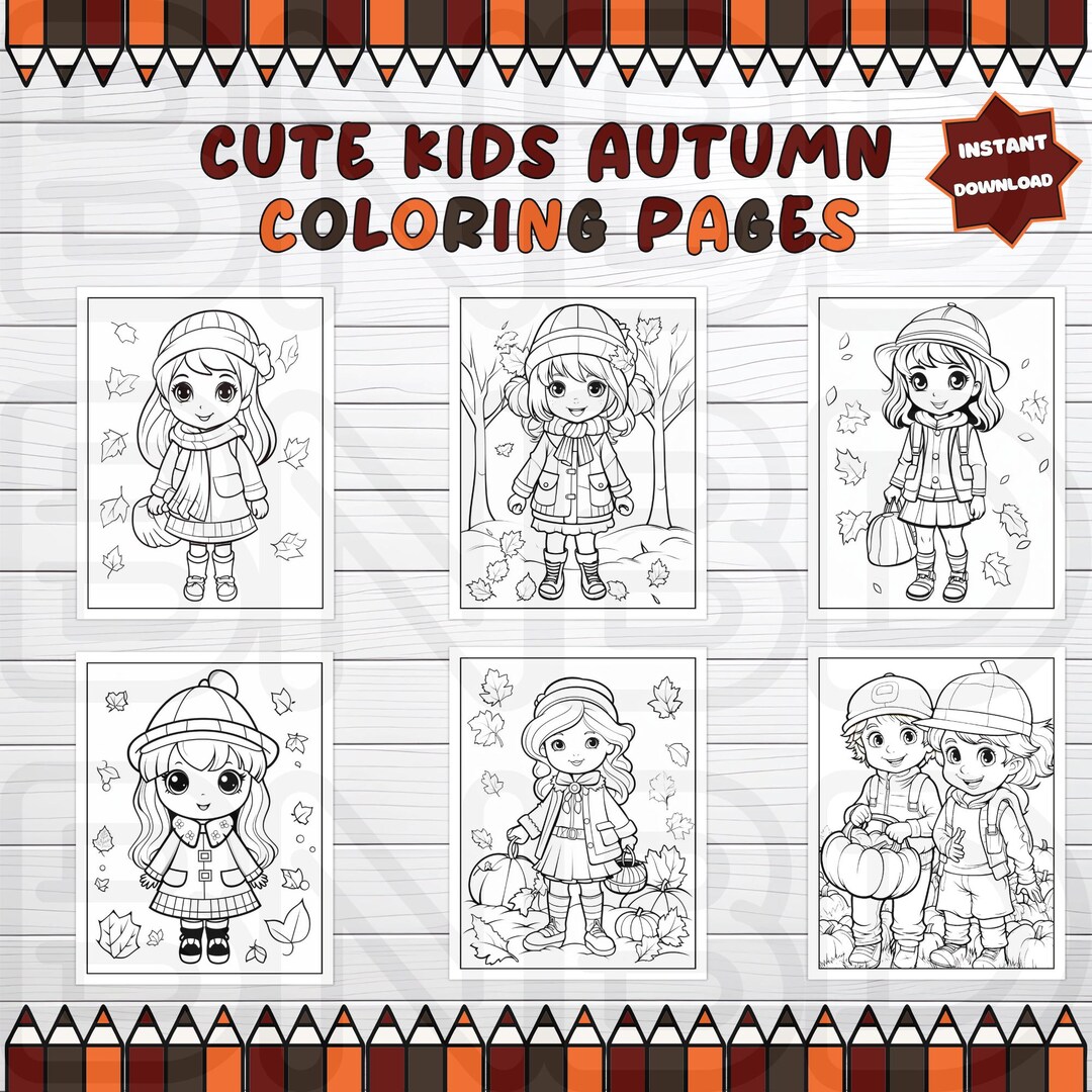 94 Cute Kids Autumn Coloring Pages, Boys and Girls Coloring Pages, Fall ...