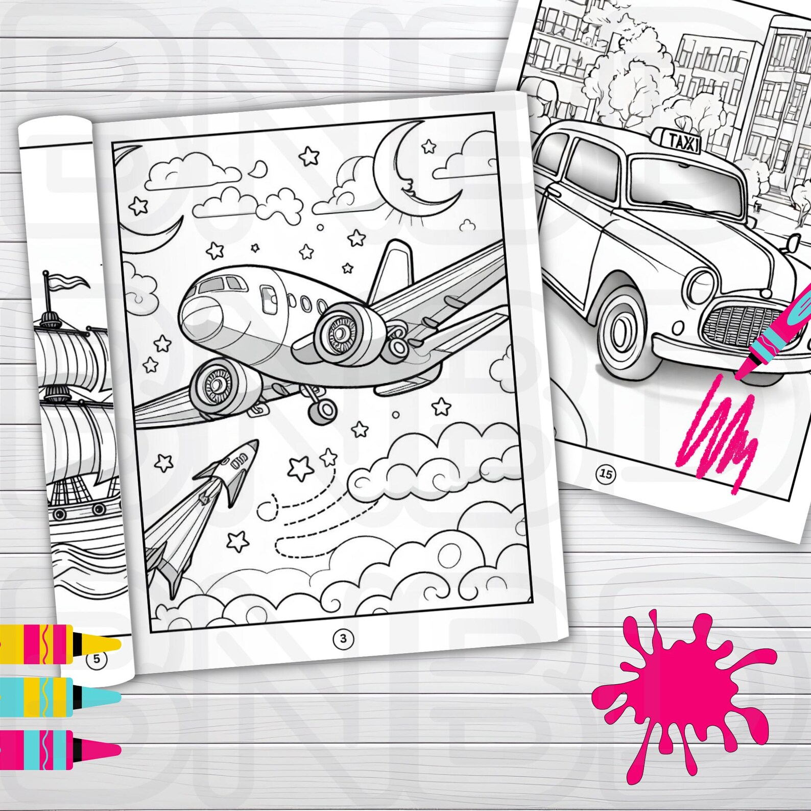 22 Vehicle Themed Coloring Book, Kids Coloring Book, Printable Coloring ...