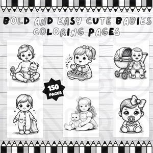 150 Bold and Easy Cute Babies Coloring Pages, Kawaii Babies Coloring ...