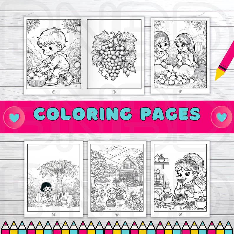 22 Fruit Themed Coloring Book, Kids Coloring Book, Printable Coloring ...