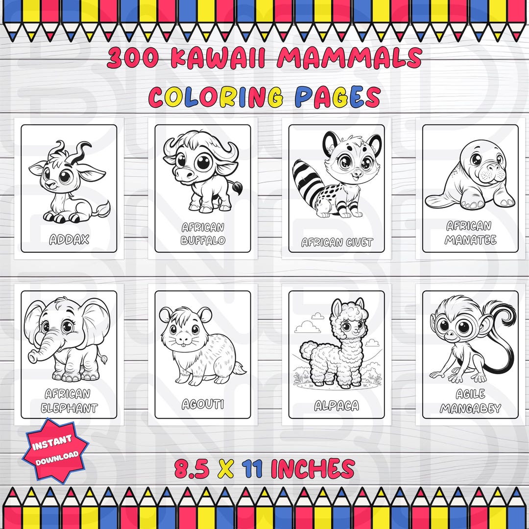 300 Kawaii Mammals Coloring Pages, Cute Coloring, Kids Activities ...