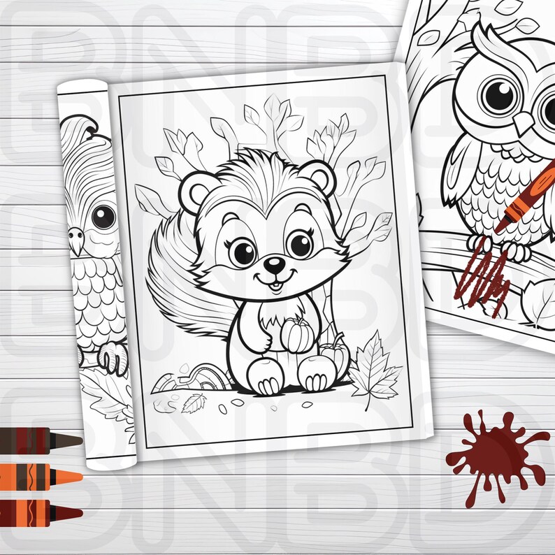 35 Cute Autumn Coloring Pages, Fall Coloring, Chibi and Kawaii Animals ...