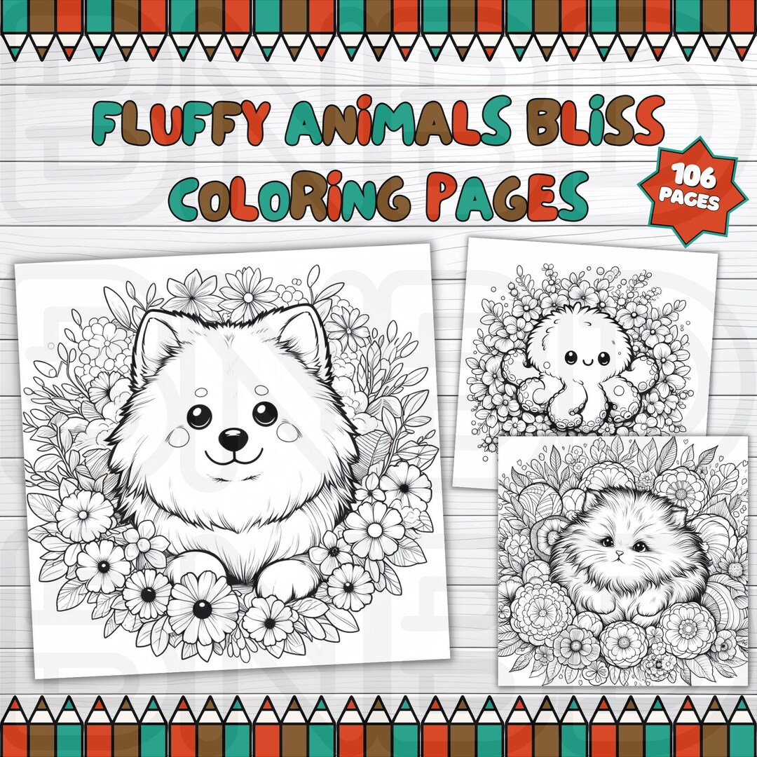106 Fluffy Animals Bliss Coloring Pages, Kawaii Animal Coloring ...