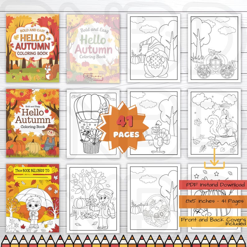 41 Bold and Easy Hello Autumn Coloring Book, Coloring Pages, Kids ...