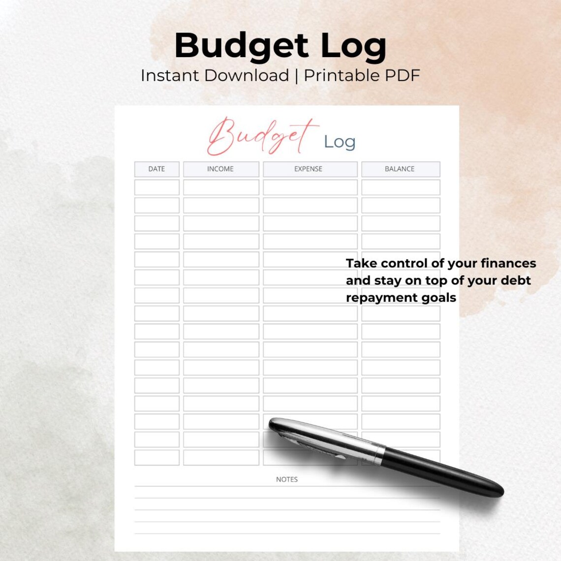 Printable Budget Tracker, Expense Tracker, Monthly Transactions Log ...