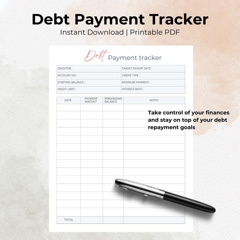 Debt Payment Tracker Printable, Debt Tracker Printable, Debt Snowball ...