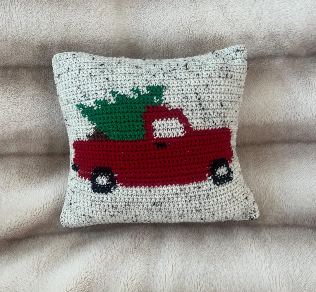 Red Christmas Truck Colorwork Pillow - Etsy
