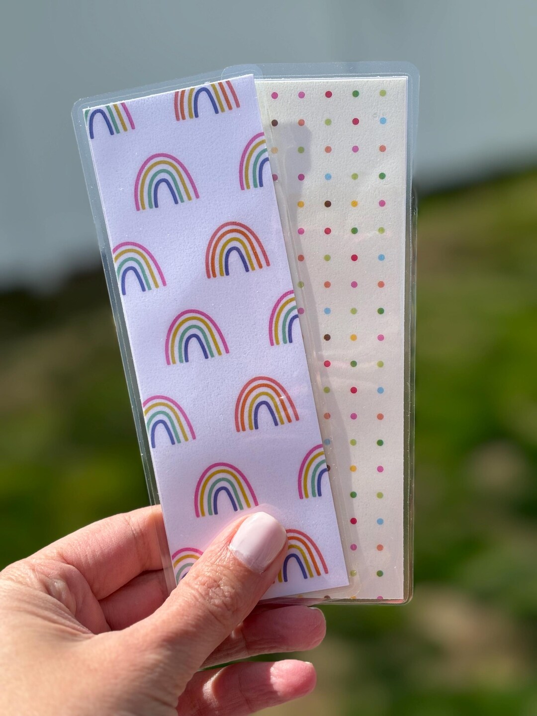 Rainbow & Polka Dot Reversible Laminated Bookmark – Handmade Double ...