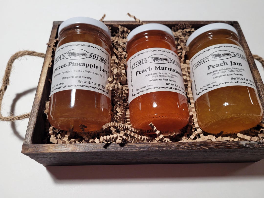 Gourmet Jam & Marmalade Gift Box: Peach, Apricot Pineapple - Etsy