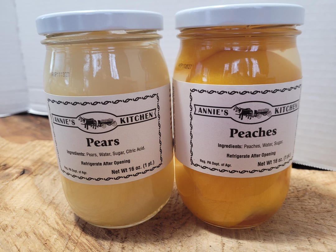 Peaches and Pears! 1 Pint Jar of Each; so Delicious! Tastes of Summer ...