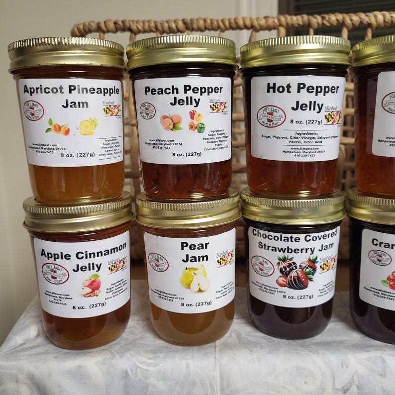 Assorted Jams and Jellies; Lots of Flavors! Pepper Jelly, Fruit Jellies ...