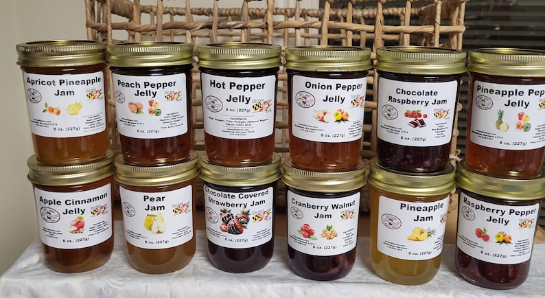 Assorted Jams and Jellies; Lots of Flavors! Pepper Jelly, Fruit Jellies ...