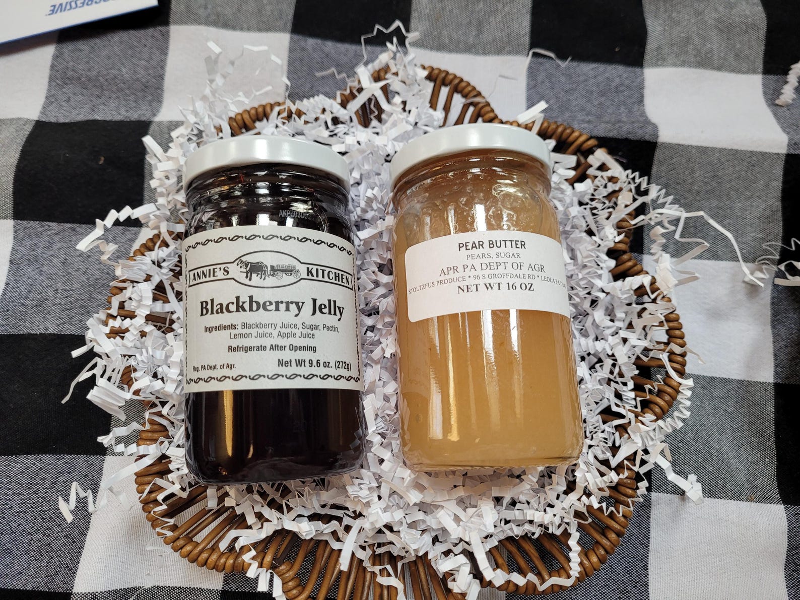 Jams, Jellies & Butters Gift Basket; Blackberry Jelly and Pear Butter ...