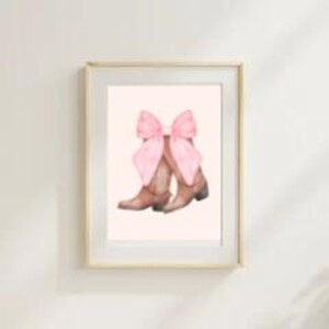 Pink Cowgirl Theme Digital Print (cowgirl Boots) Nursery, Children's ...