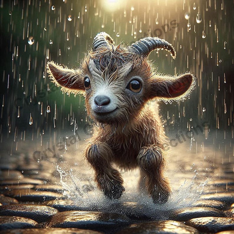 Barnyard Goat in the Rain Digital Files - Etsy