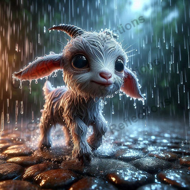Barnyard Goat in the Rain Digital Files - Etsy