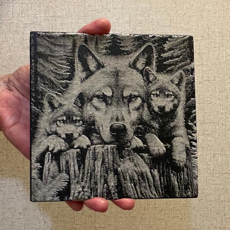 Wolf and Cubs on Canvas - Etsy