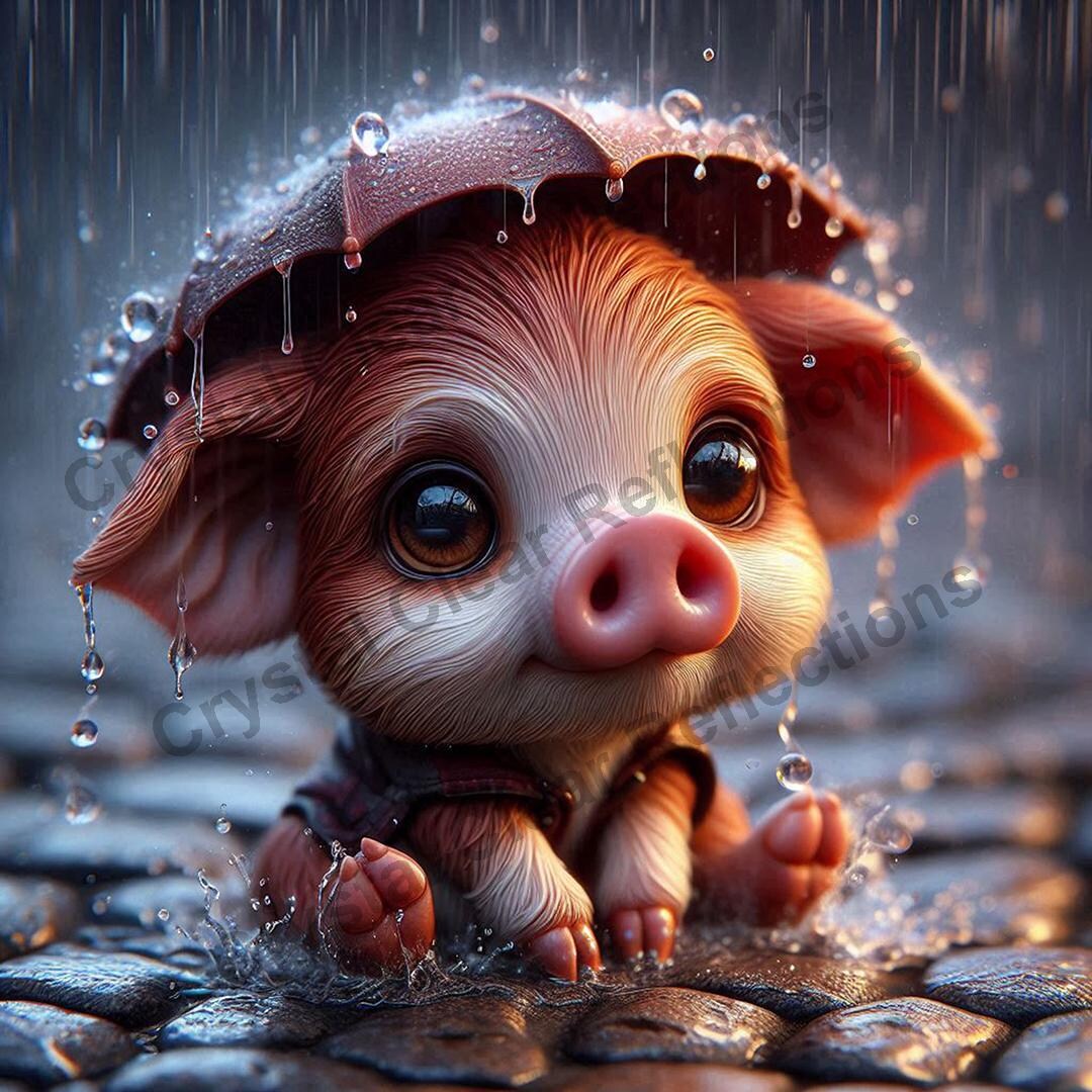 Barnyard Pig in the Rain Digital Files - Etsy
