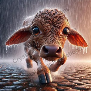 Barnyard Calf in the Rain Digital Files - Etsy