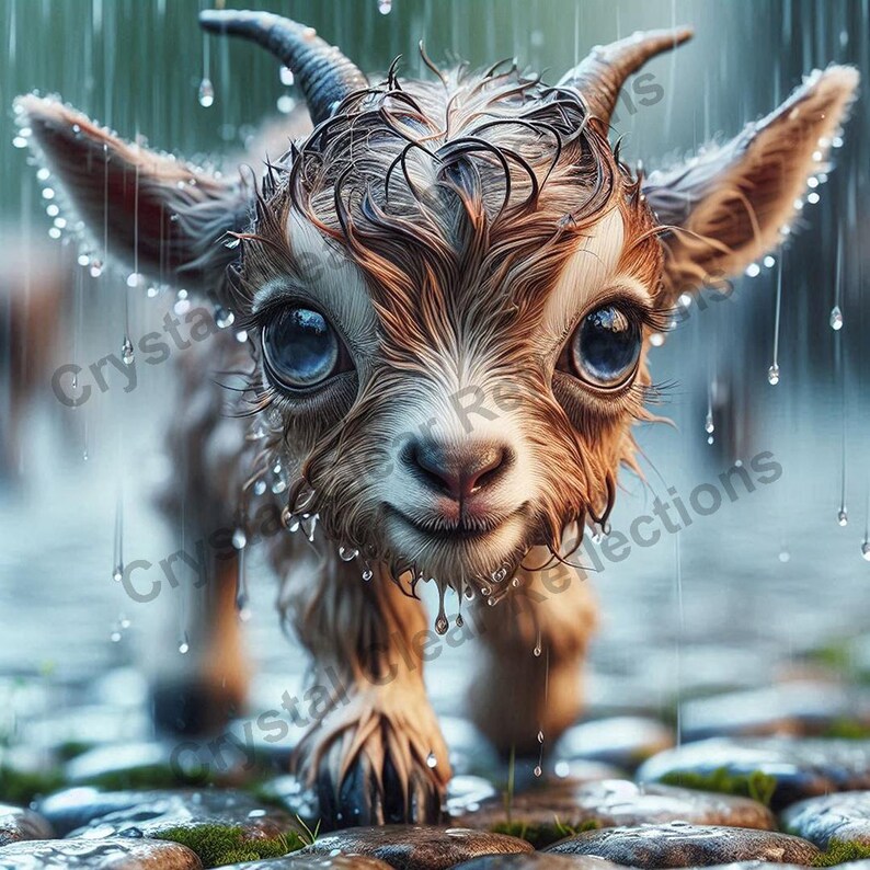Barnyard Goat in the Rain Digital Files - Etsy