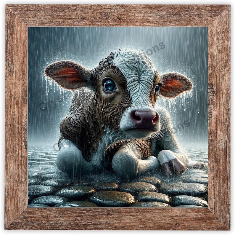 Barnyard Calf in the Rain Digital Files - Etsy