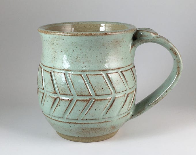 Handmade Green Coffee Mug - Tea Mug - 14 Ounces - Stoneware - Ceramic ...