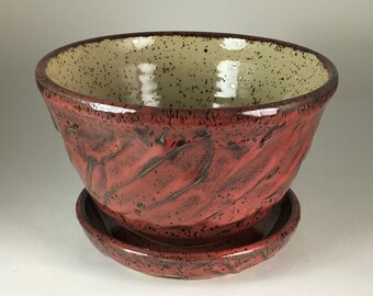 Red Flower Pot | Etsy