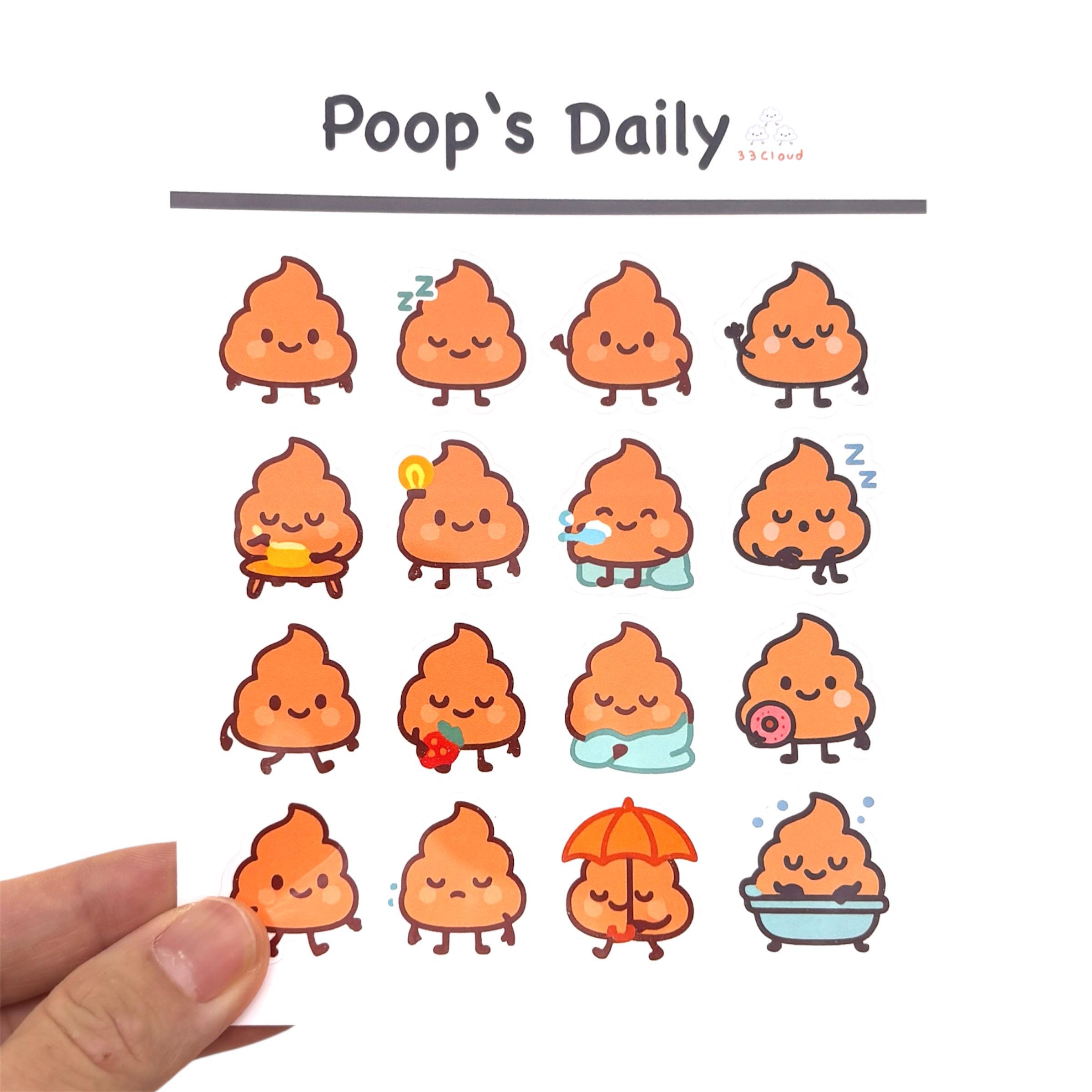 Cute Poop Sticker Sheet,poop Emoji Icon Decals for Planners,scrapbook ...