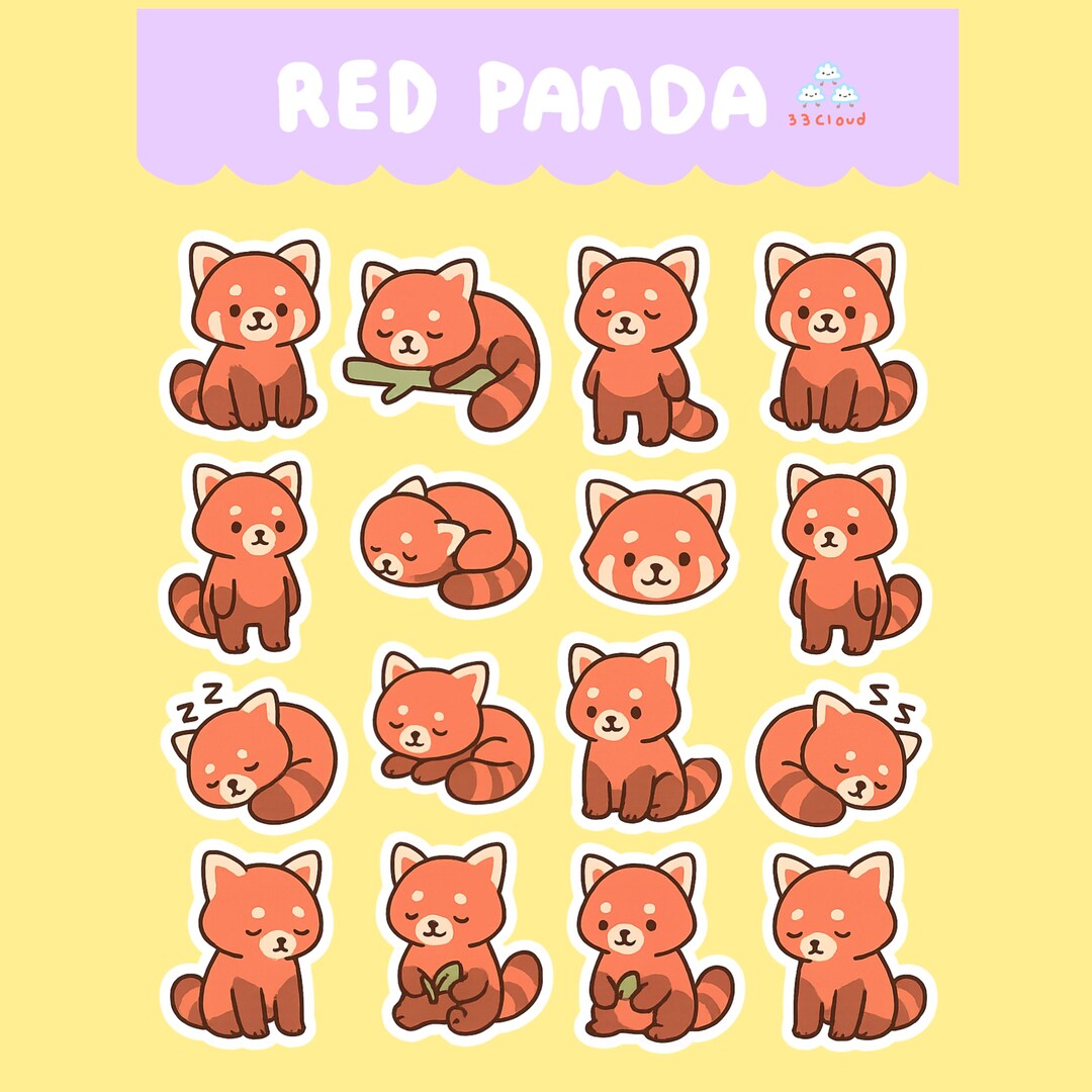 Red Panda Stickers,decals for Planners,scrapbook,journals,rewards,party ...