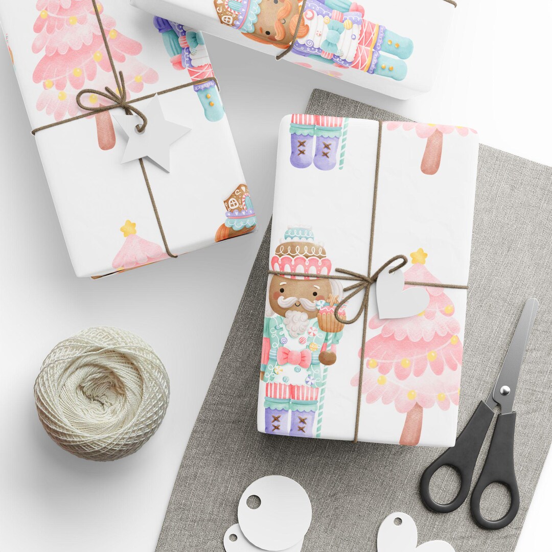 Christmas Wrapping Papers, Pastel Nutcracker and Christmas Tree Gift ...