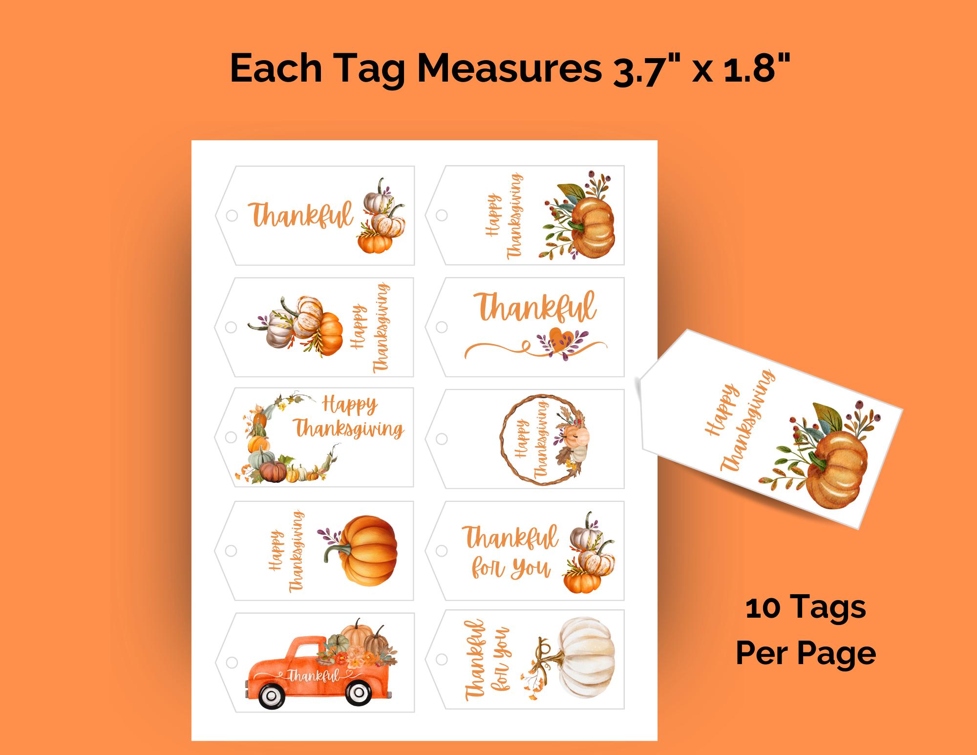 Thanksgiving Gift Tags, Thankful Treat Bag Tags, Pumpkins Gift Tag ...