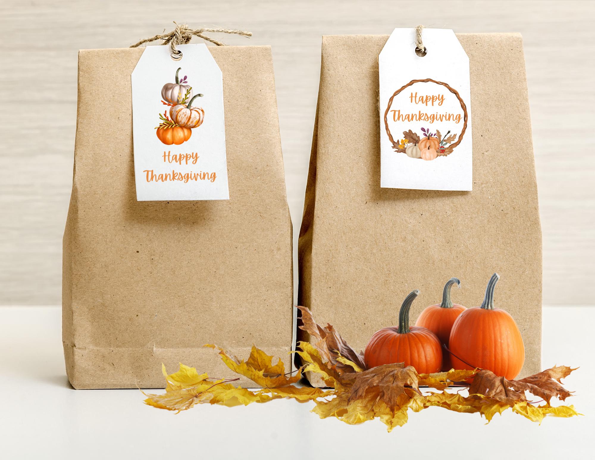 Thanksgiving Gift Tags, Thankful Treat Bag Tags, Pumpkins Gift Tag ...