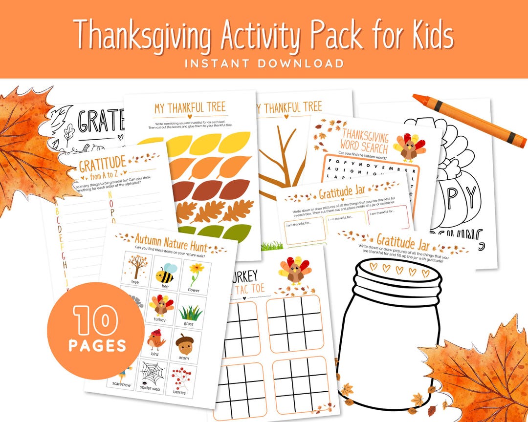 Thanksgiving Gratitude Activity Bundle for Kids, Thankful Tree ...