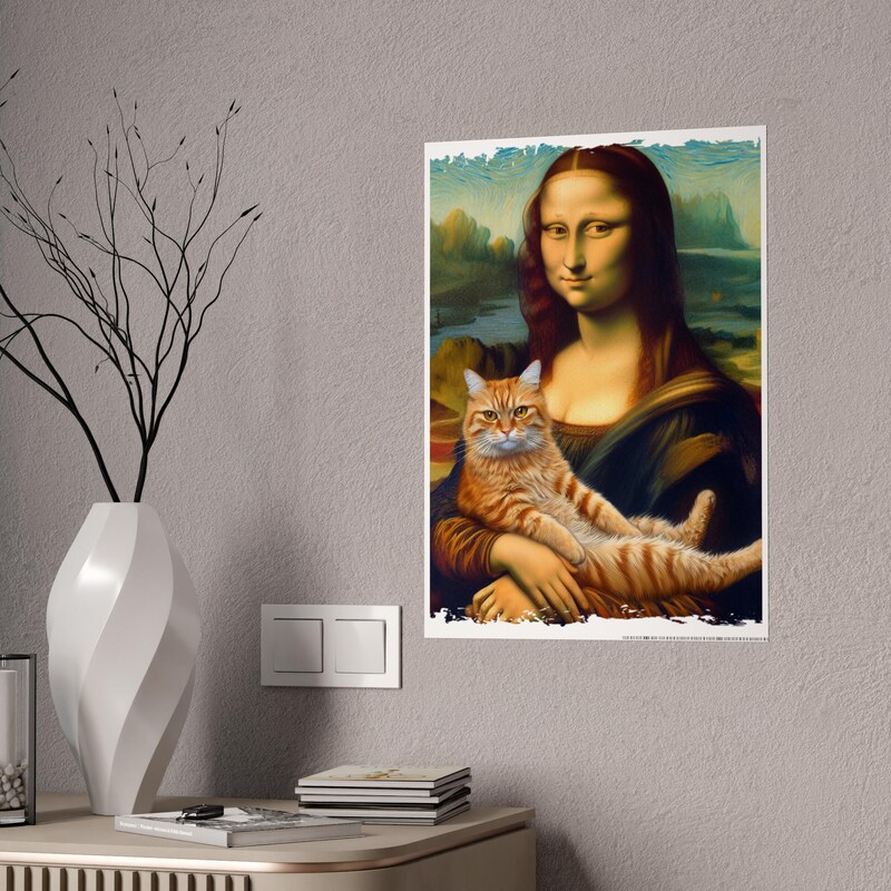 Mona Lisa With Cat Poster - Etsy