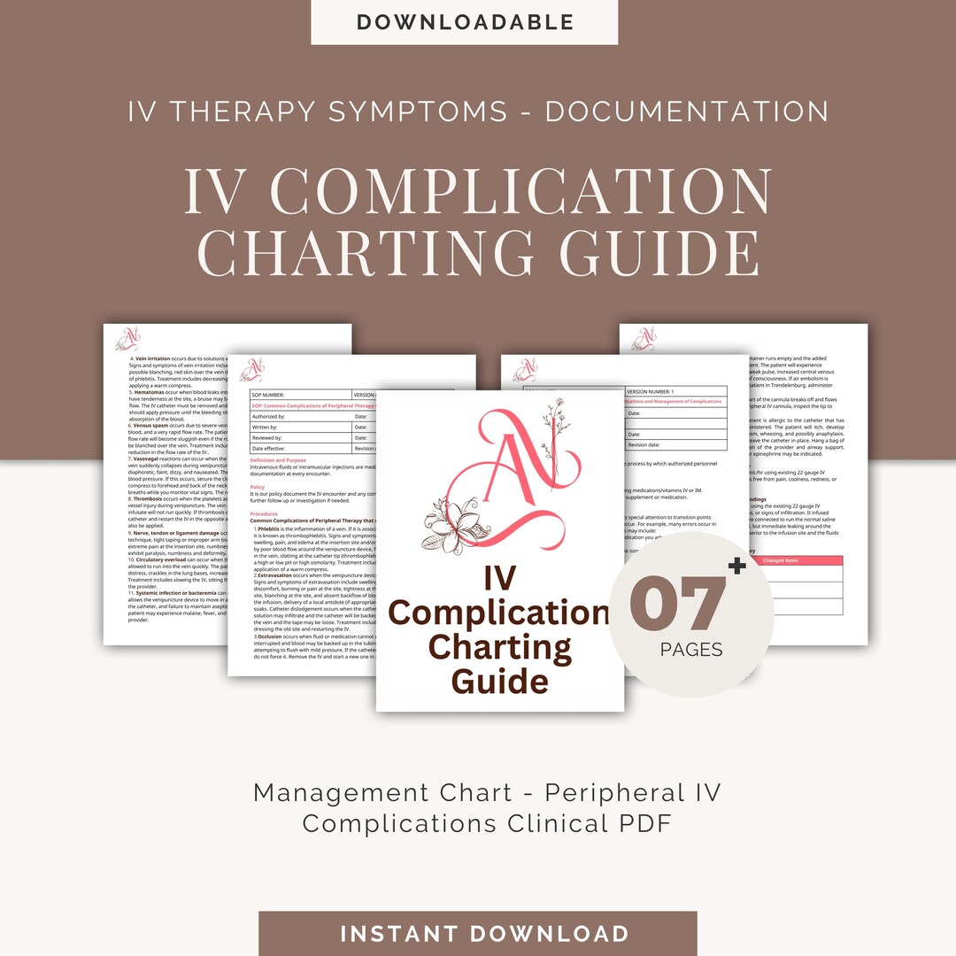 IV Complication Charting Guide - IV Therapy Symptoms, Documentation ...