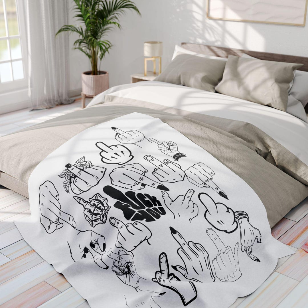 Middle Finger Gesture Throw Blanket | Bold & Sassy Arctic Fleece for ...