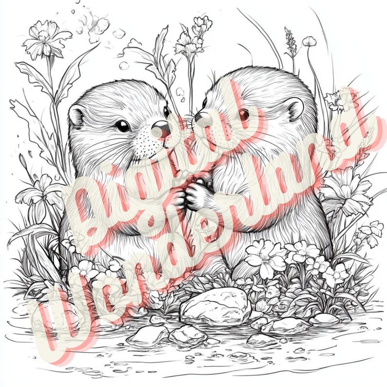 Cozy Adorable Otter Coloring Pages - Etsy